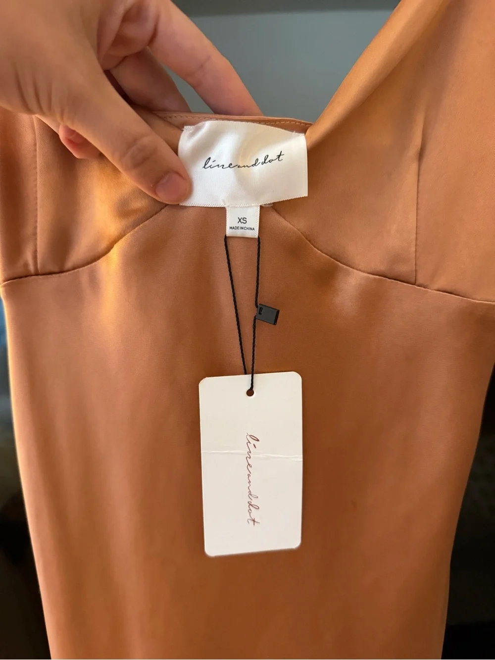 Dresses | Nwt Line And Dot Copper Satin Slip Dress With Small Slit ...
